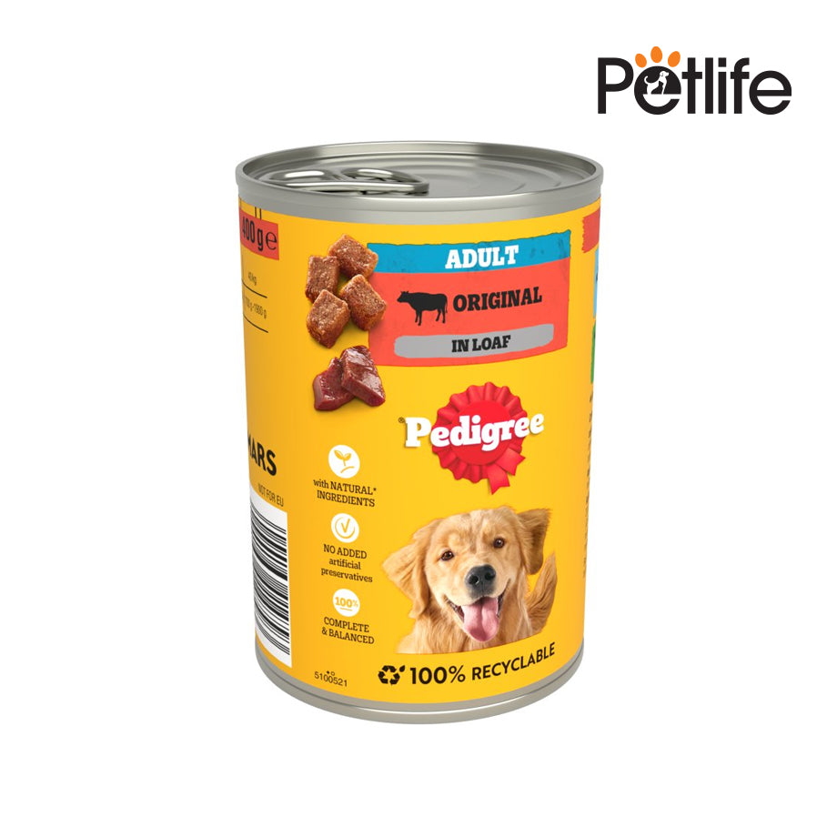 PEDIGREE® Adult Wet Dog Food Original in Loaf 400g Can – Petlife